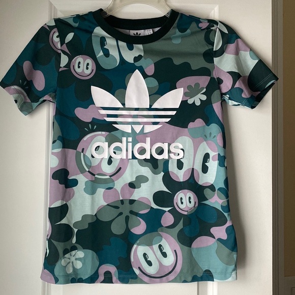 adidas | Tops | Adidas Pyschodelic Smiley Face Flower Tshirt | Poshmark